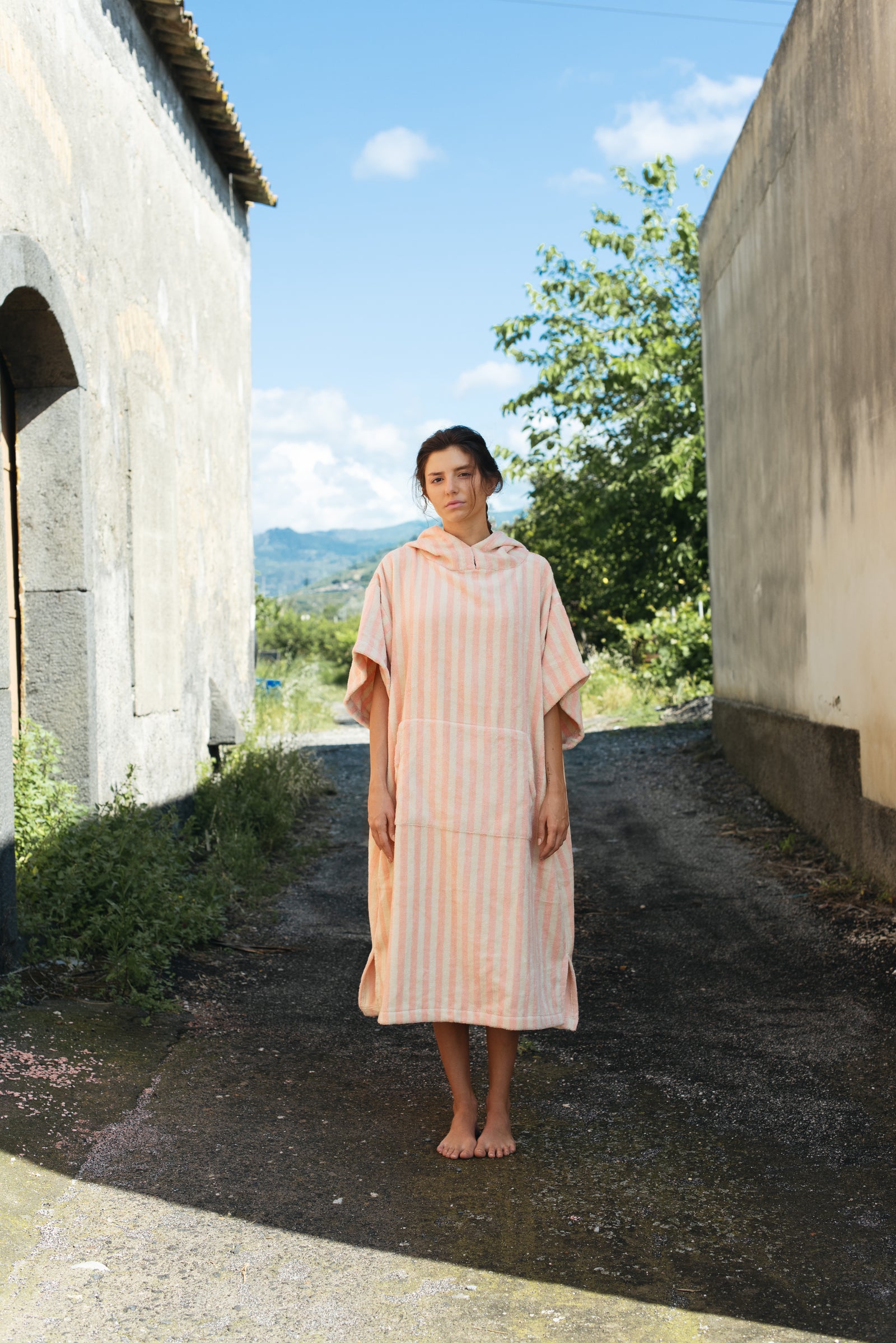 Naram Poncho, tropical & creme