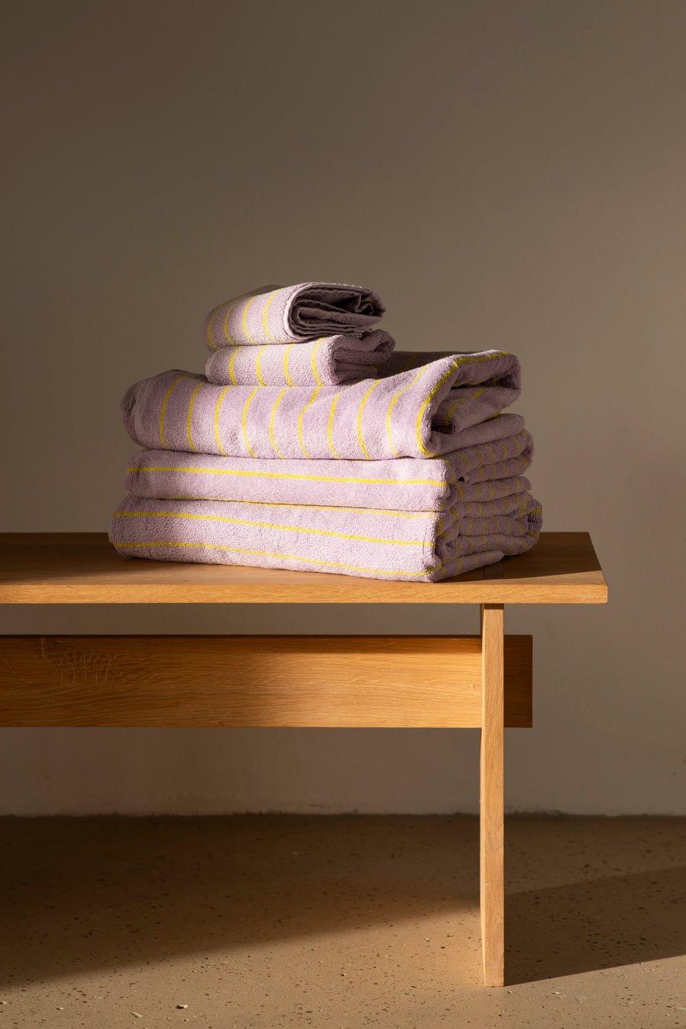 Naram Towels, lilac & neon yellow